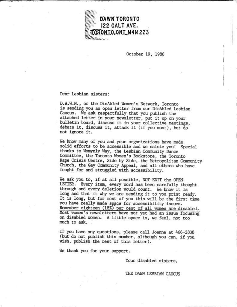 DisAbled Women’s Network (DAWN) – Rise Up! Feminist Digital Archive